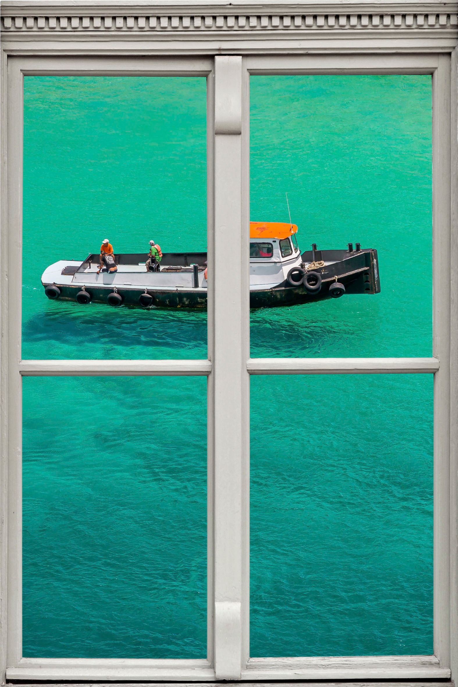 queence Wandsticker »Boot im Meer«, Wandsticker, Wandbild, selbstklebend, 3D, Fenster ...